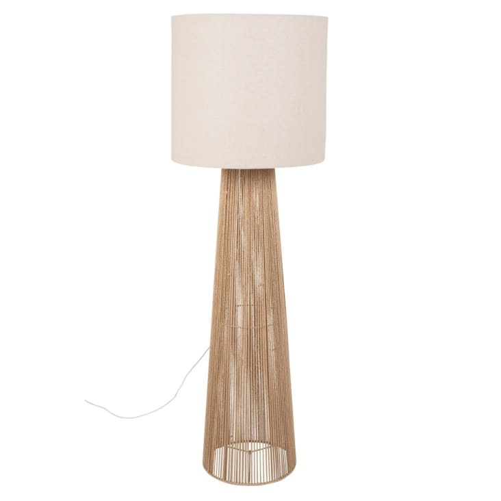 Staande lamp van papier met lampenkappen van beige gerecycleerd ...