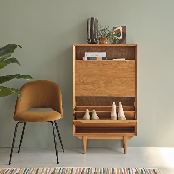 Stoel van okerkleurige velours en zwart metaal Isys | Maisons du Monde