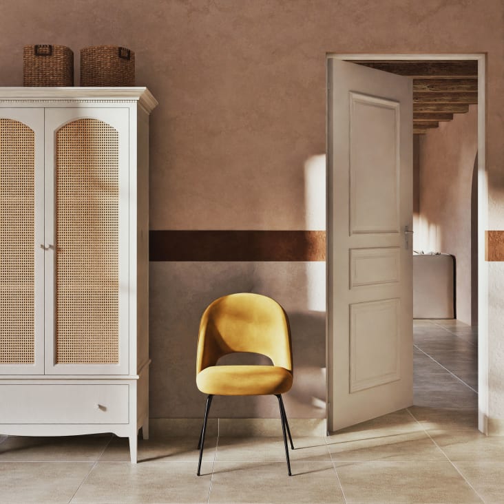 Stoel van okerkleurige velours en zwart metaal Isys | Maisons du Monde