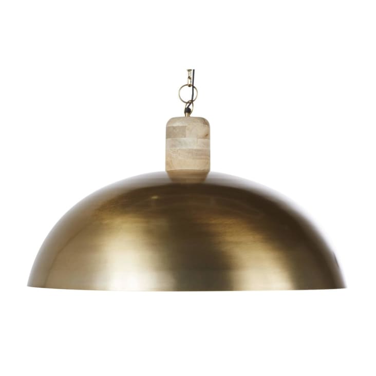 Suspension industrielle en métal doré et bois de manguier CADDER ...