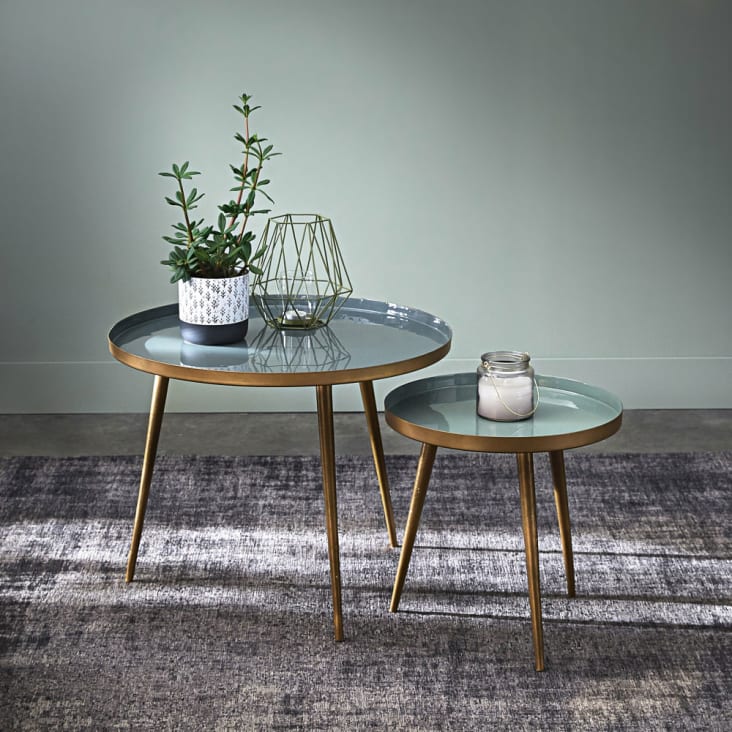 Tables gigognes en métal vert et doré Avril | Maisons du Monde