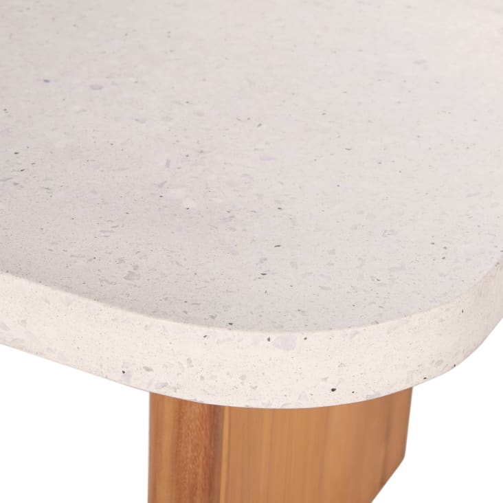 Tuintafel van steen en composiet met terrazzo-effect in crèmekleur en ...