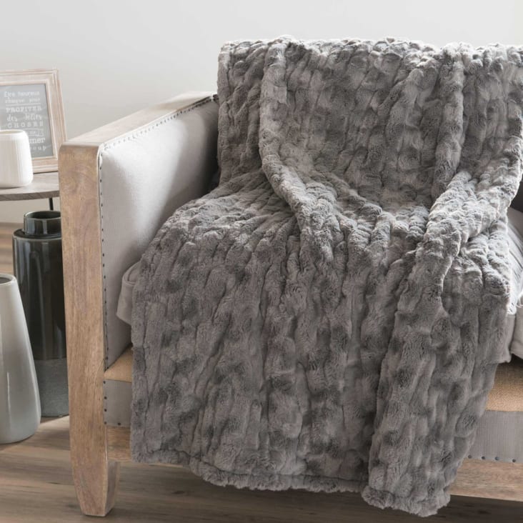 Überwurf aus Kunstfell, grau, 150x200 Camann | Maisons du Monde