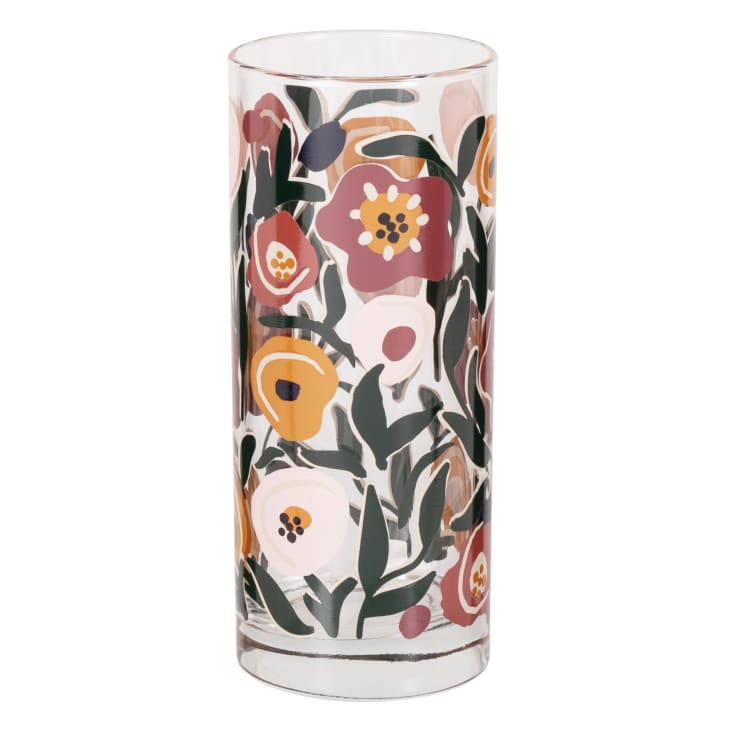 Verres en verre transparent motifs floraux multicolores (x6) support en ...