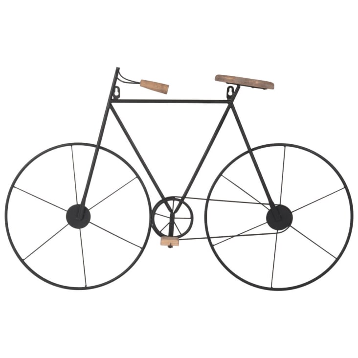 Wanddecoratie fiets van grenen en zwart metaal 76x50 | Maisons du Monde