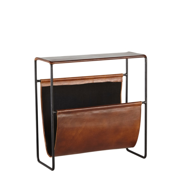 Zeitungsständer aus Leder und schwarzem Metall Saïd | Maisons du Monde