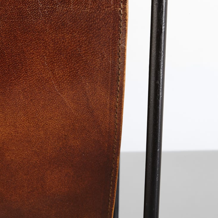 Zeitungsständer aus Leder und schwarzem Metall Saïd | Maisons du Monde
