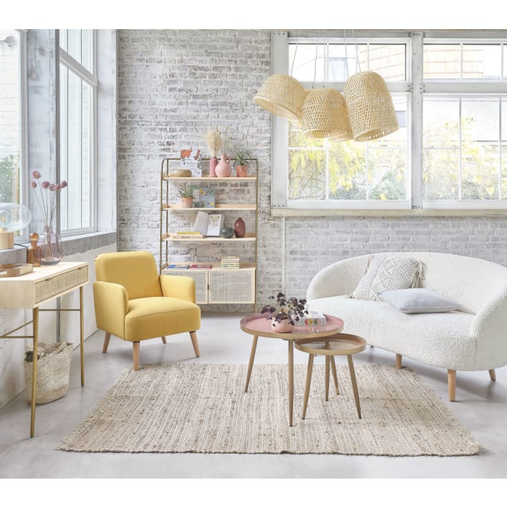 Zetel met 2/3 zitplaatsen uit witte boucléstof Spy | Maisons du Monde