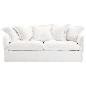 Divano letto 2 posti in lino bianco Anaelle | Maisons du Monde