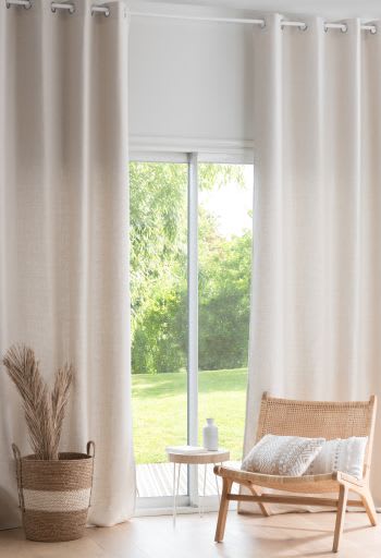 Cortinado com atilhos de linho natural 105x300 — a unidade | Maisons du ...