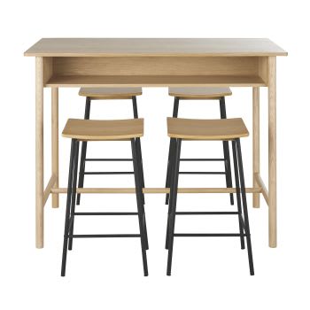 Hoher Esstisch aus massivem Tannenholz und Metall L75, geweißt Long ...