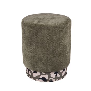 Khakigroene, beige en massief rubberhouten jacquardgeweven fauteuil ...