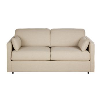 Sofá cama de 3/4 plazas de tela beige, colchón de 10 cm Julian | Maisons du Monde