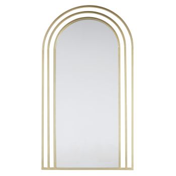 Specchio grande arrotondato in metallo nero 118x170 cm ALINA | Maisons ...