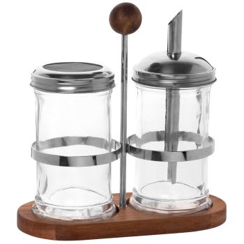 Glazen pot met acaciahouten deksel en roestvrijstalen schepje BRUNCH ...