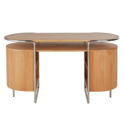 Bureau ovale en bois et acier chromé Gary | Maisons du Monde