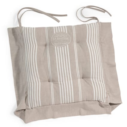 Cojín para silla de algodón de rayas beige La Bastide | Maisons du Monde