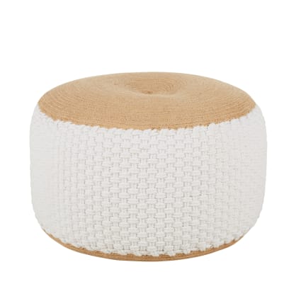 Geflochtener Puff aus Jute und Baumwolle, weiß Knot | Maisons du Monde