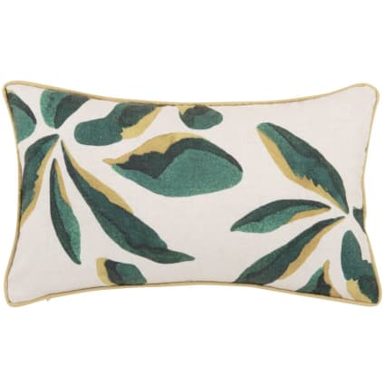Housse de coussin écrue, jaune et verte 30x50 MIRNA | Maisons du Monde