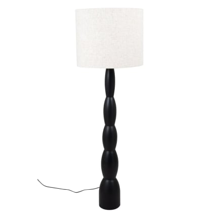 Lampadaire en bois de bouleau noir et abat-jour beige H123 OBERKULM ...