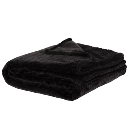 Plaid en flannelle tissé jacquard noir 230x150 Holata | Maisons du Monde