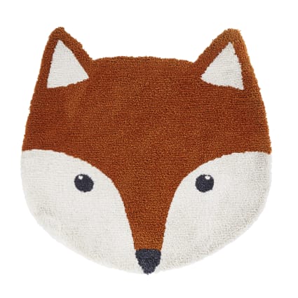Tapis enfant renard tufté orange, écru et gris anthracite 90x100 ...