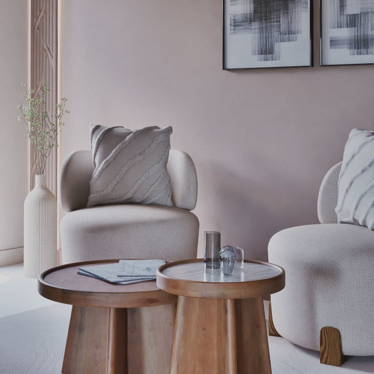 2er Set Beistelltische aus Akazienholz mit Marmorplatte Babkha ...