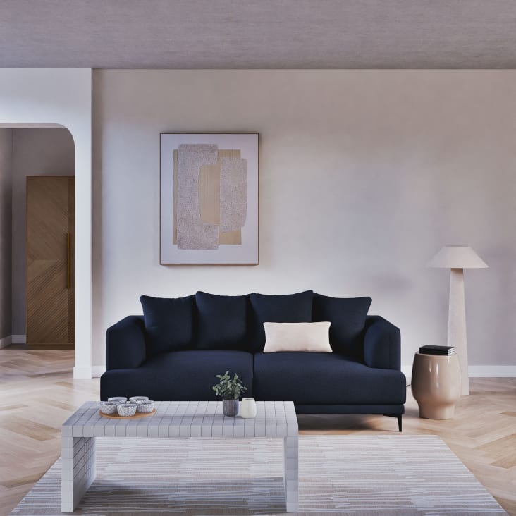 3-zits bank met blauwe velours stof Romy | Maisons du Monde