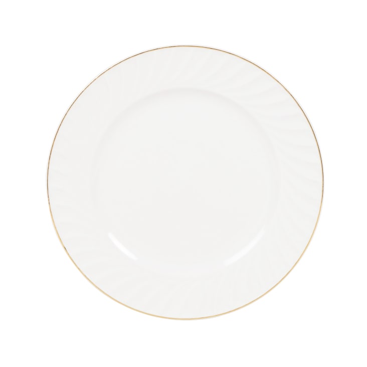 Assiette à dessert torsadée en céramique blanche et liseré doré Camila ...