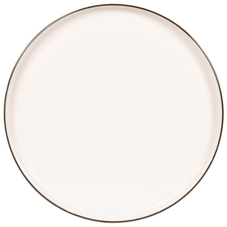 Assiette plate en porcelaine blanche et liseré noir Berenice | Maisons ...