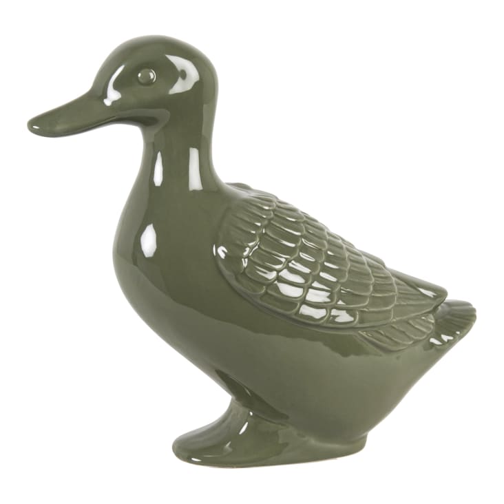 Beeldje eend in groene aardewerk H25 Gaspard | Maisons du Monde