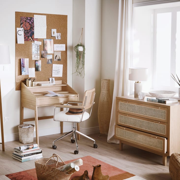 Beigefarbenes Pult mit 1 Fach und schiebbarer Platte Larsen | Maisons ...