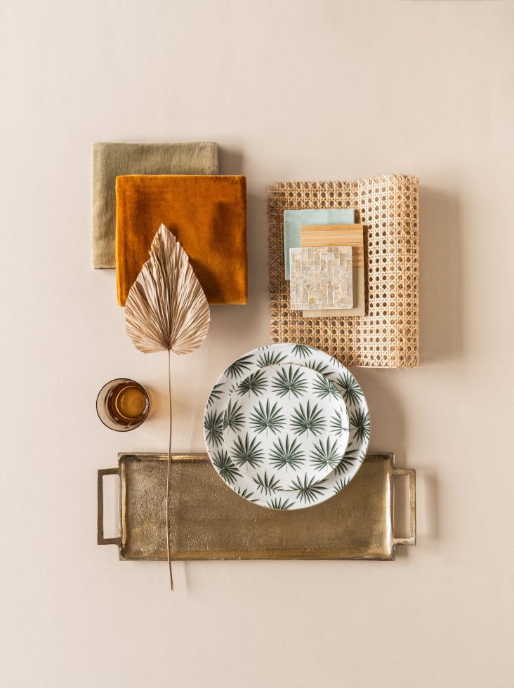 Bicchiere in vetro color ambra con motivo palme | Maisons du Monde