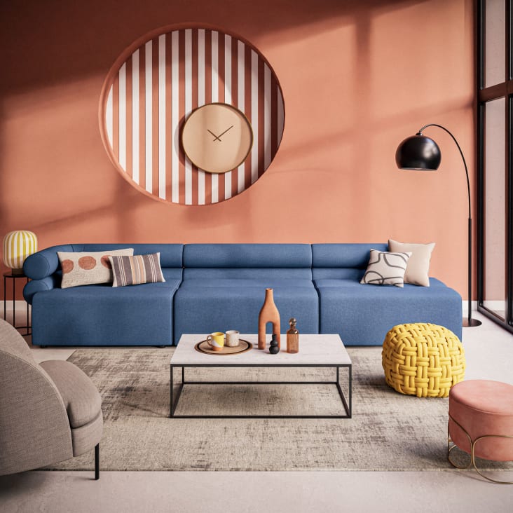 Blauw element voor modulaire zetel in gerecycleerde stof voor ...