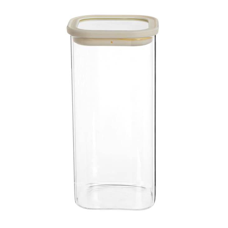 Bocal en verre transparent et silicone écru H22 | Maisons du Monde