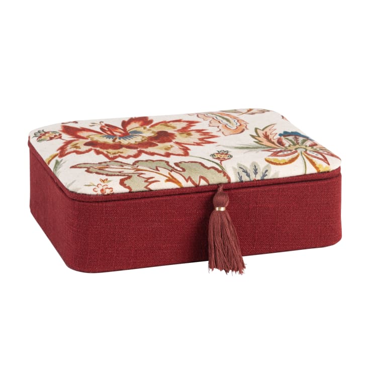 Boîte à bijoux bordeaux motif floral multicolore Alicia | Maisons du Monde