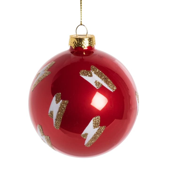 Bola de Navidad de cristal rojo y relámpago blanco y dorado Super Santa ...