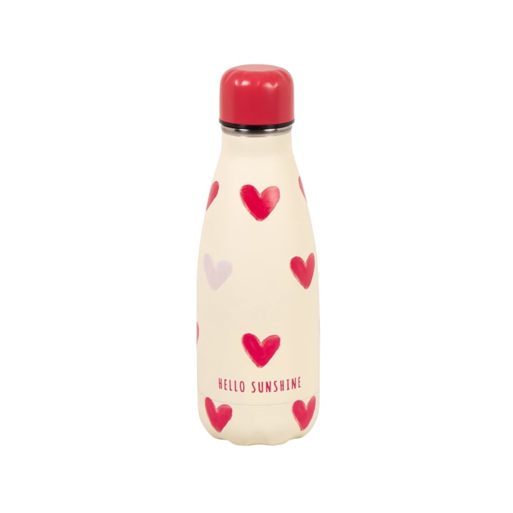 Borraccia in acciaio inox beige crema con cuoricini rosa 0,350L Hello ...