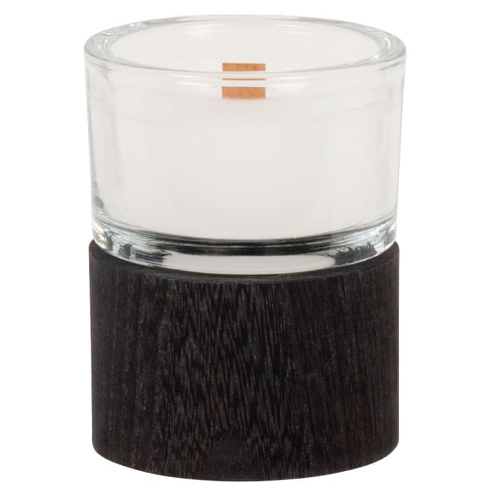 Bougie parfumée en verre transparent et bois de paulownia noir Nomad ...