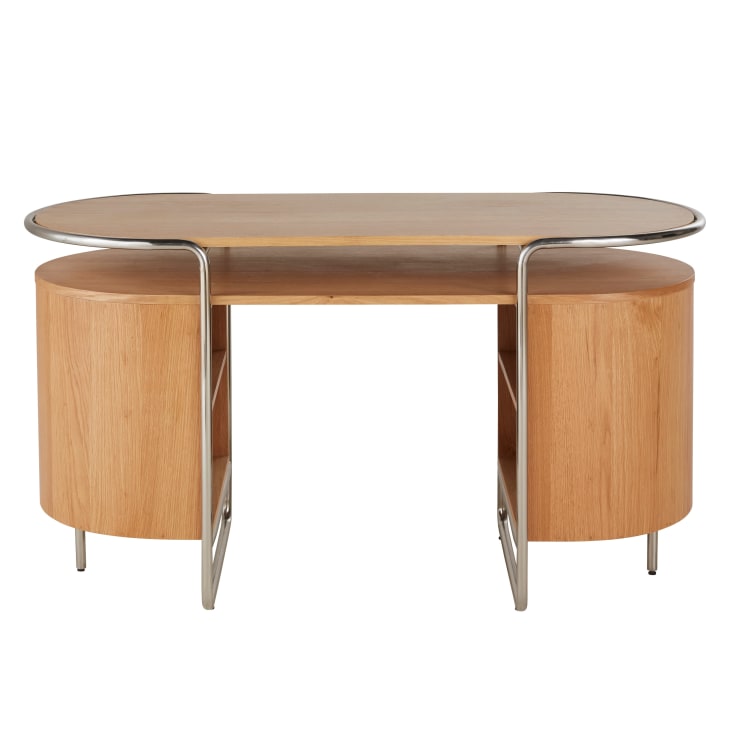 Bureau ovale en bois et acier chromé Gary | Maisons du Monde