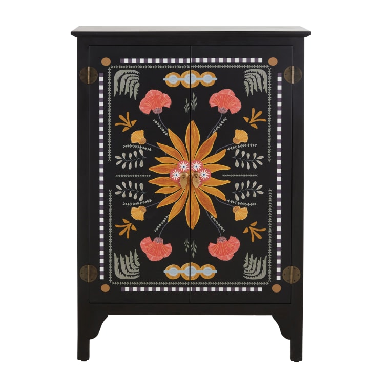 Cabinet 2 portes noir à motif Mayli | Maisons du Monde