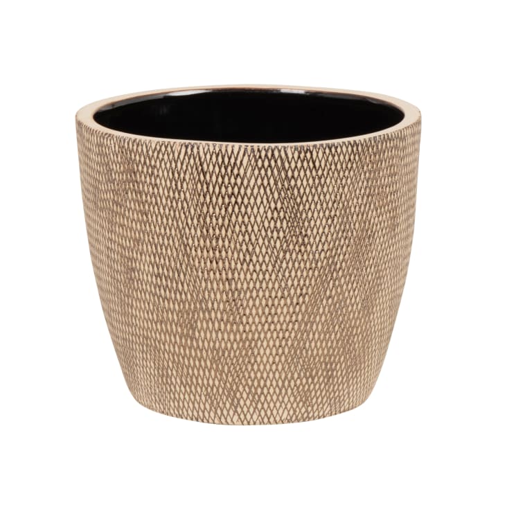 Cache-pot en grès doré et miel H17 | Maisons du Monde