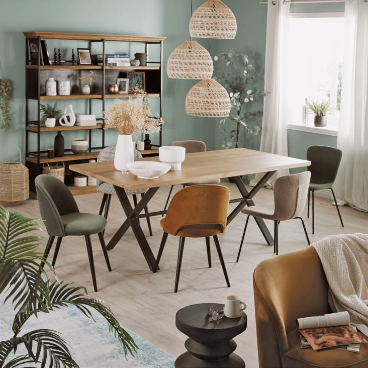 Cadeira em bombazine reciclada bege-cappuccino Mira | Maisons du Monde