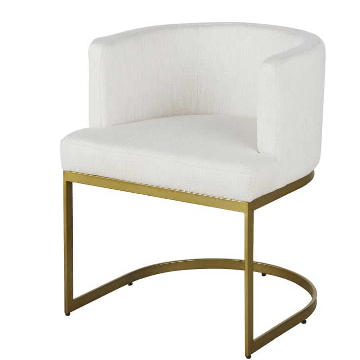 Cadeirão de mesa bege e metal cor de latão Requiem | Maisons du Monde