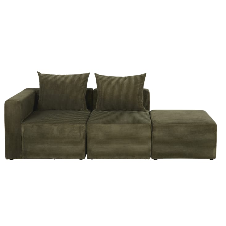 Canapé 2/3 places en velours côtelé vert kaki Jill | Maisons du Monde