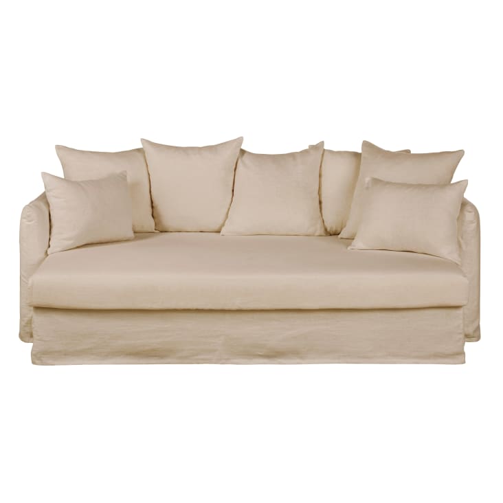 Canapé XXL 3 places en lin beige Paul | Maisons du Monde