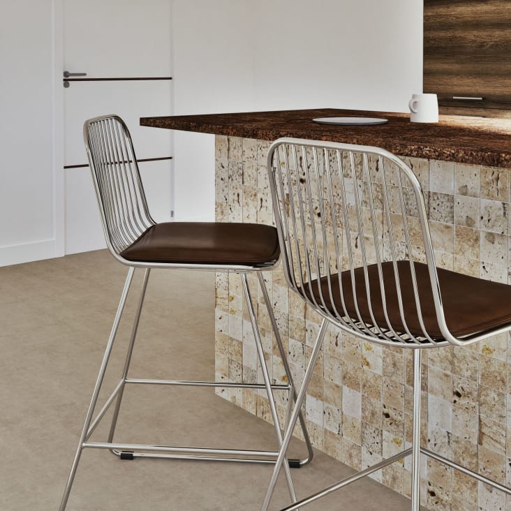 Chaises pour îlot central en acier chromé (x2) H65 Huppy | Maisons du Monde