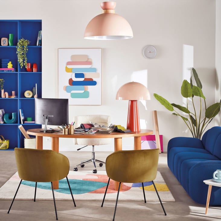 Champignon-Lampe, bordeauxrot, mit rosafarbenem Lampenschirm NAOMY ...