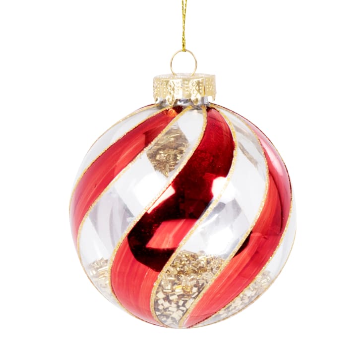 Christbaumkugel mit „Diabolo-Optik“ aus Glas mit Pailletten im Inneren ...