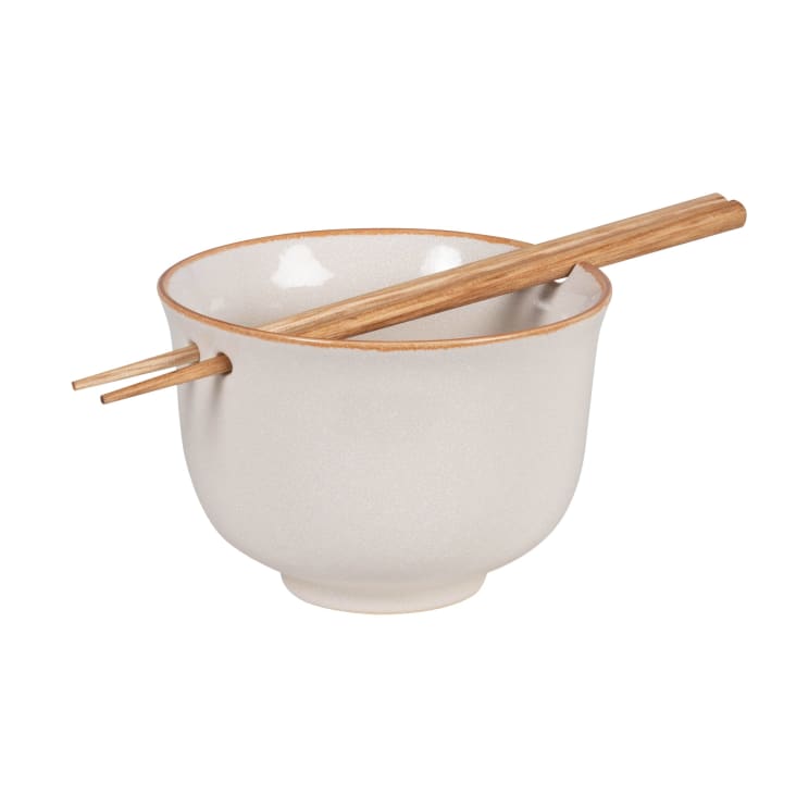 Ciotola per riso in ceramica beige con bacchette in legno di faggio Nao ...